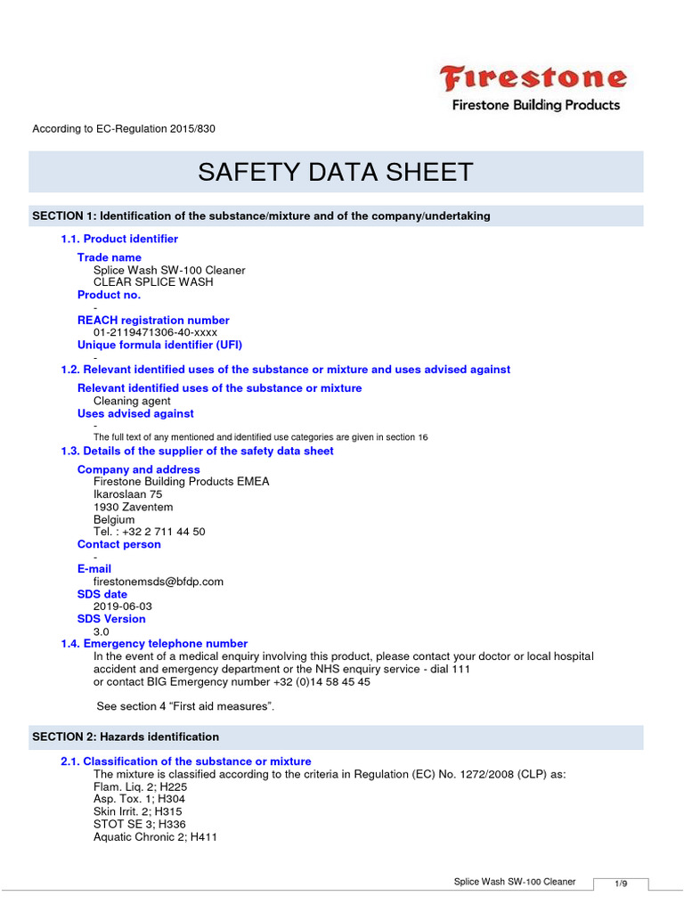 Splice Wash SW 100 Cleaner en | PDF | Chemistry