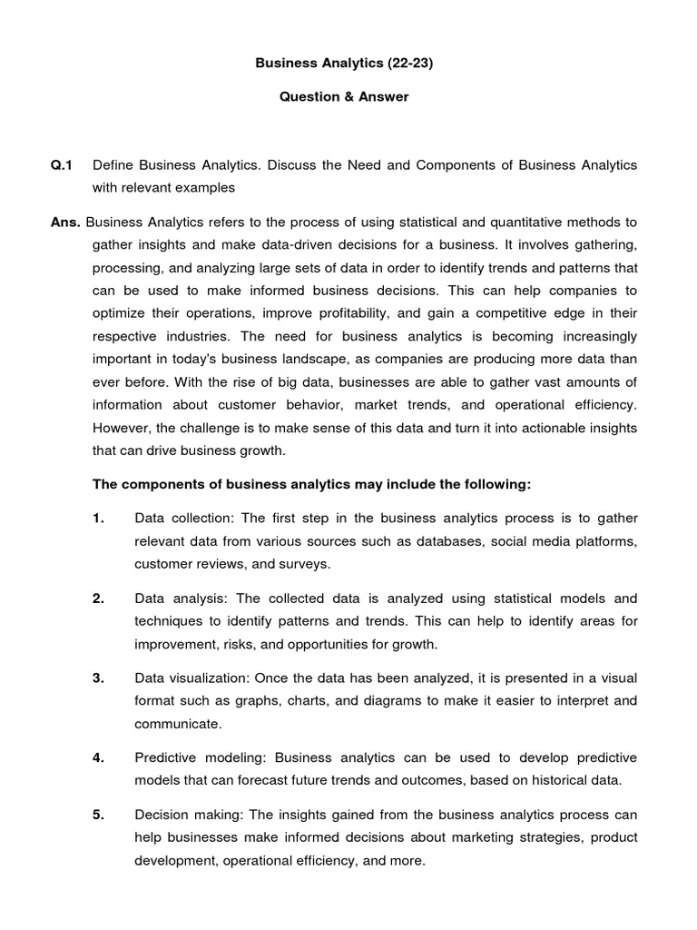 BA Questions - Answers | PDF | Analytics | Data Mining