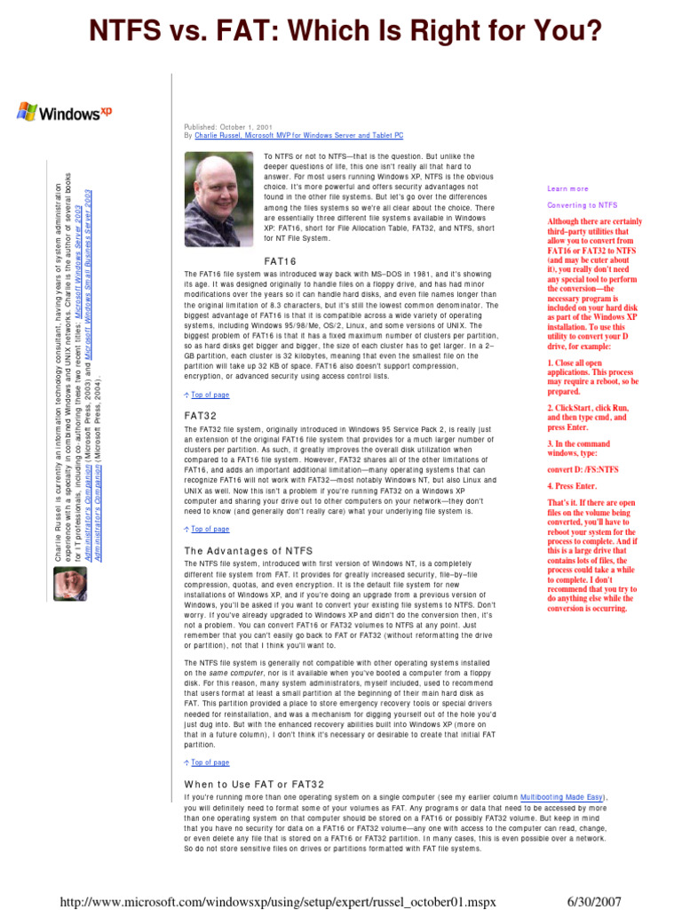 NTFS Vs (1) - FAT (Which Is Right For You) | PDF | File System ...