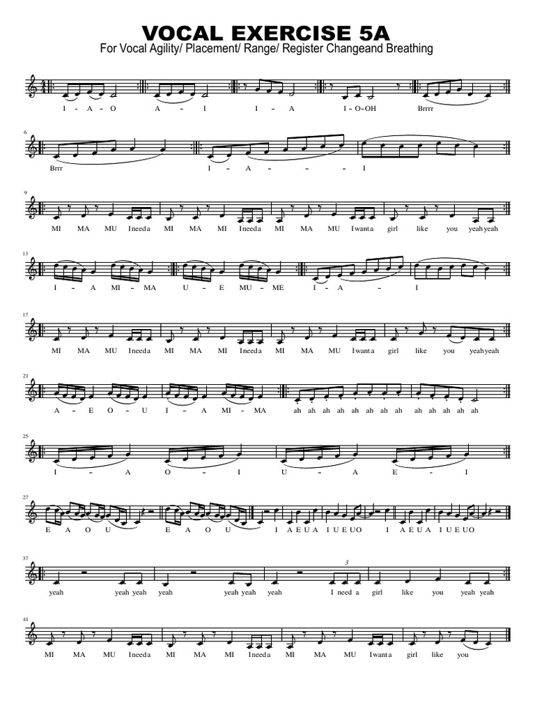 Exercise For Vocal Agility - Placement.range, Register Change and ...
