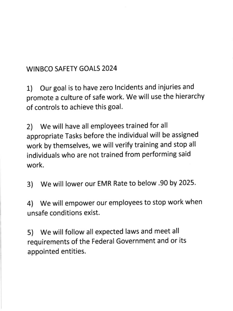 2024 Signed Safety Goals | PDF