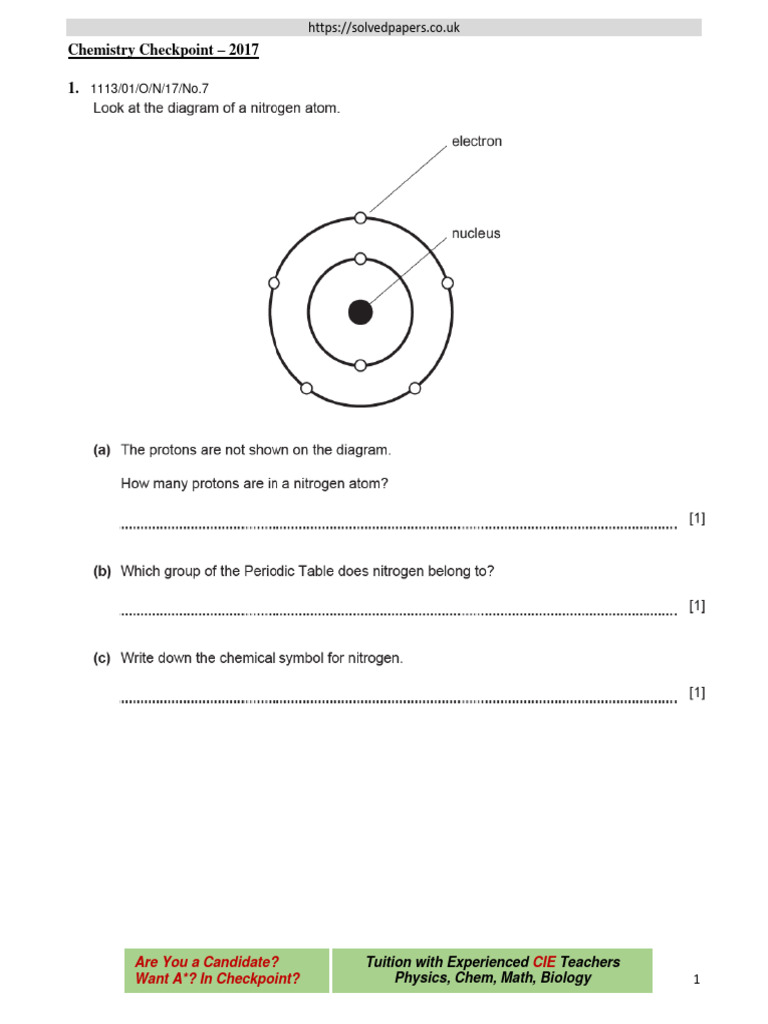 2017 Chemistry Checkpoint | PDF