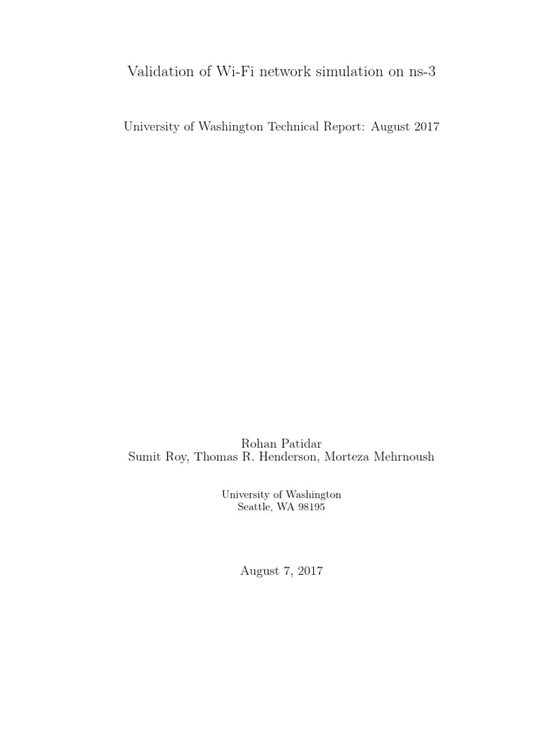 ns3-TR UniversityOfWashington | PDF | Computer Network | Ieee 802.11