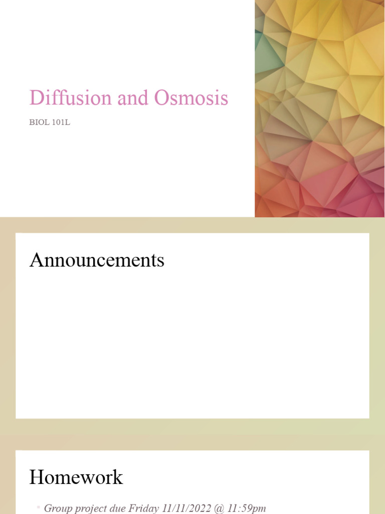 Diffusion and Osmosis PPT AC | PDF | Sodium Chloride | Cell Membrane
