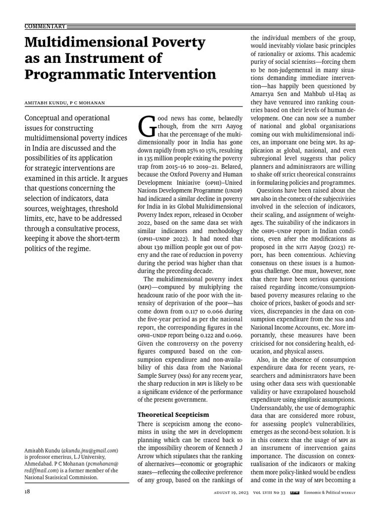 CM LVIII 33 190823 Amitabh Kundu | PDF | Poverty | Poverty & Homelessness