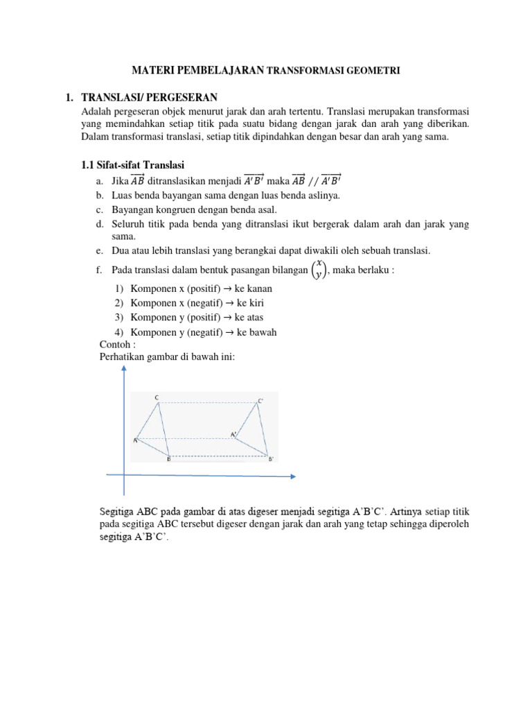 Materi Pembelajaran Transformasi Geometri | PDF