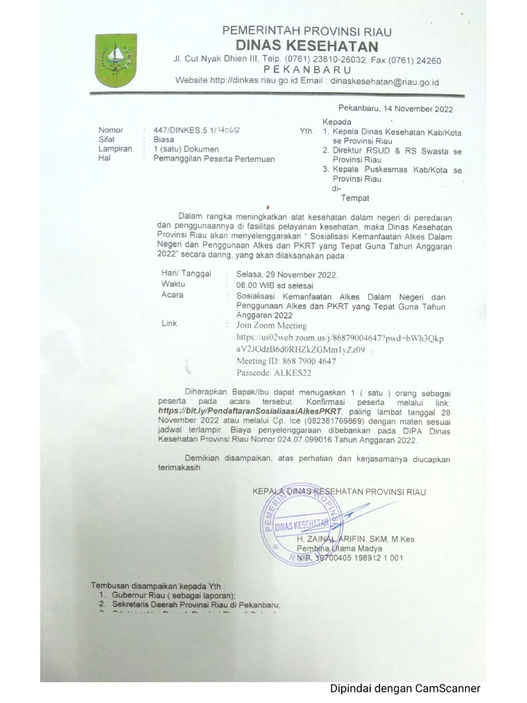 Undangan Peserta Pertemuan Alkes Tepat Guna | PDF