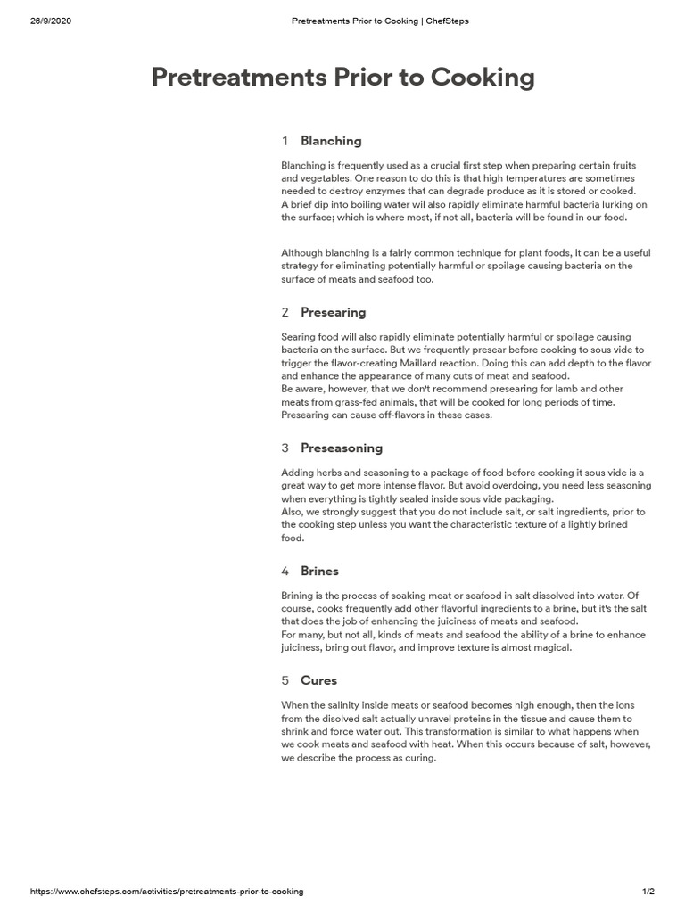 Pretreatments Prior To Cooking - ChefSteps | Download Free PDF ...