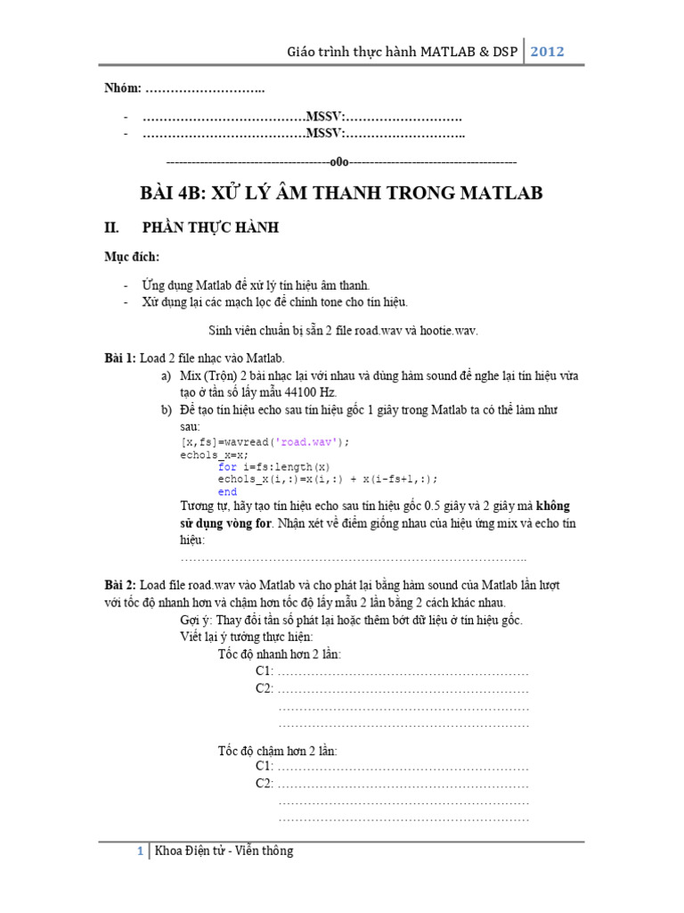 LAB4b THUC HANH MATLAB | PDF