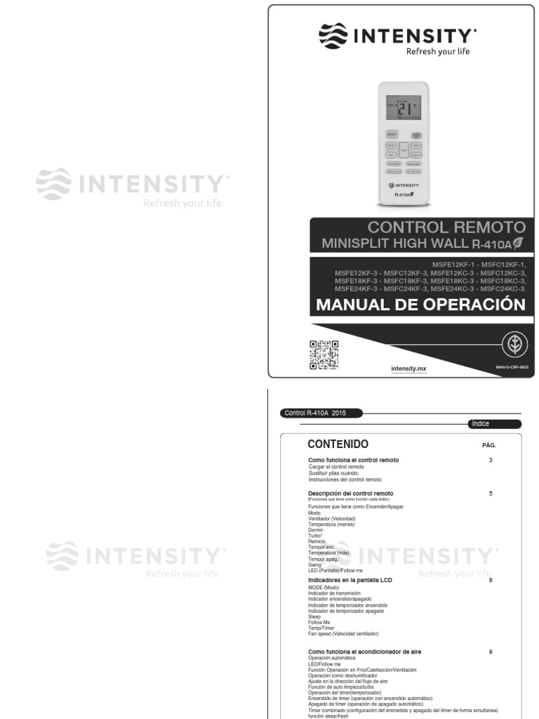 Remote Controller Manual Minisplit R-410a | PDF | Control remoto | Aire ...