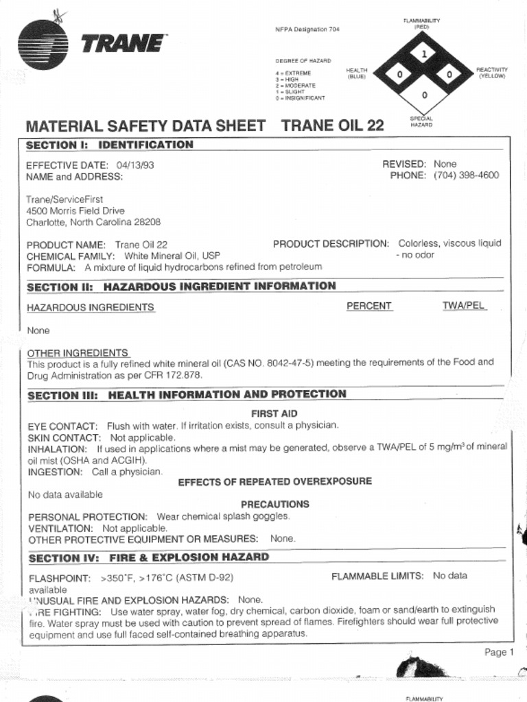 Trane Oil 22 | PDF