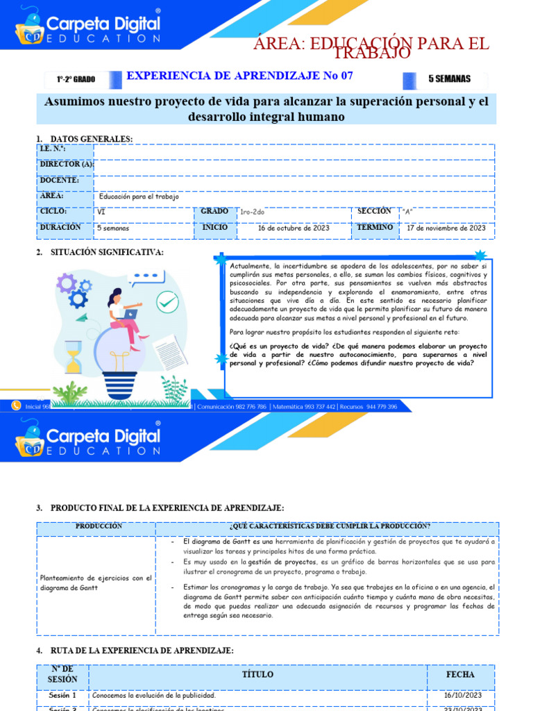 1º-2° Experiencia de Aprendizaje - Exp7 - Ept | PDF | Aprendizaje | Iniciativa empresarial