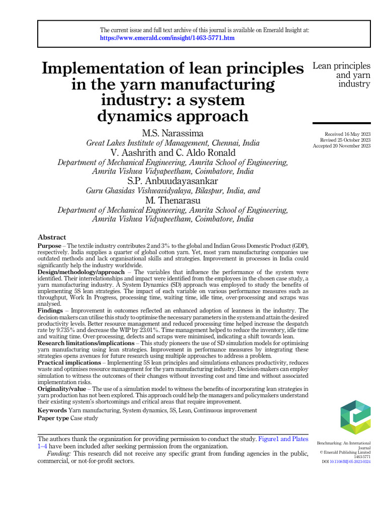 Implementation of Lean Principles | PDF | Textiles | Lean Manufacturing