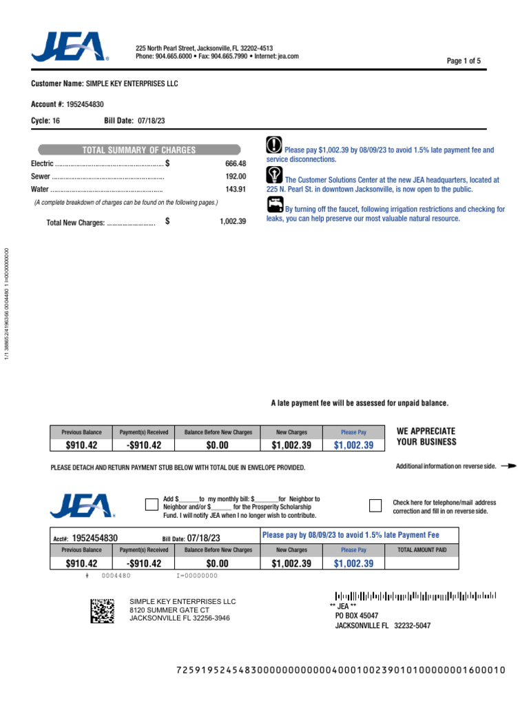 JEA Bills | PDF | Cheque | Credit Card