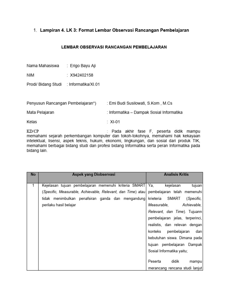 Rev - 01.05.6-B3-3 Unggah LK 3 - Lembar Observasi Rancangan Dan Perangkat Pembelajaran Pada ...