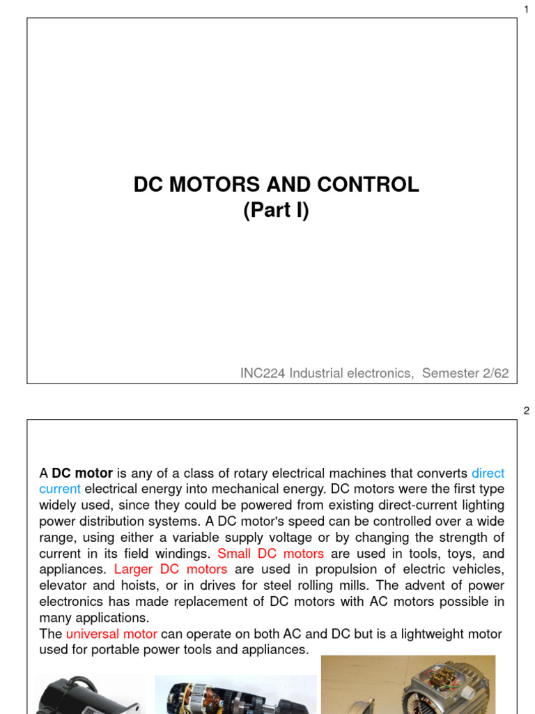 DC Motor Part1 B7bfe5fcd9 | PDF | Electric Motor | Electromagnetic Induction