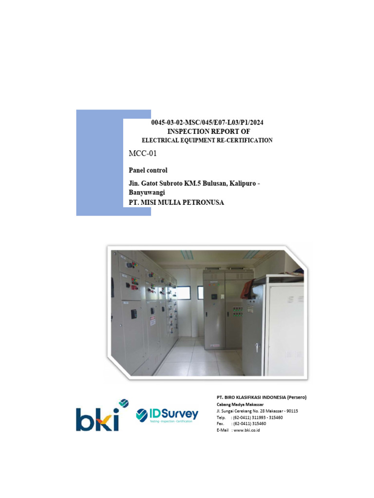 Report Inspection MCC-01 | PDF