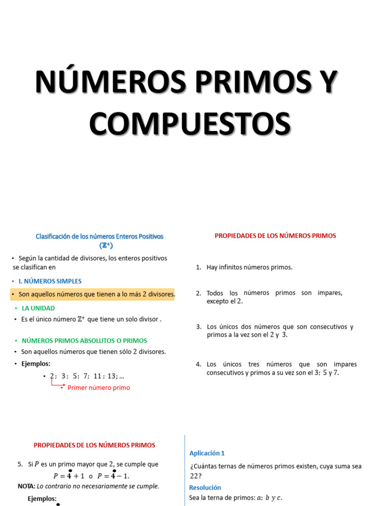 Numeros Primos | PDF | Número primo | Teoría de los números