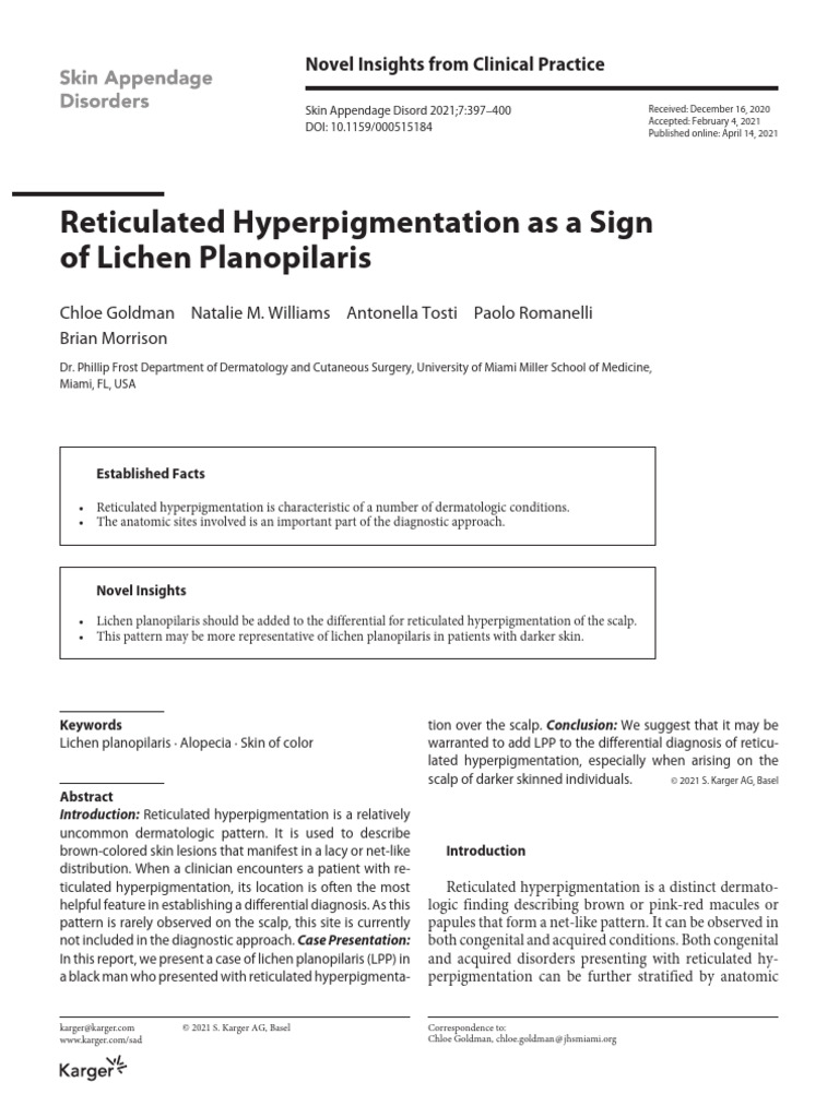 Reticulated Hyperpigmentation As A Sign of Lichen | PDF | Hair Loss ...