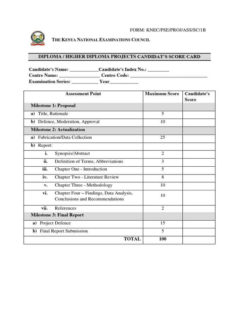Trade Project Score Card | PDF