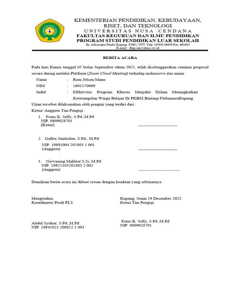 Berita Acara Proposal | PDF