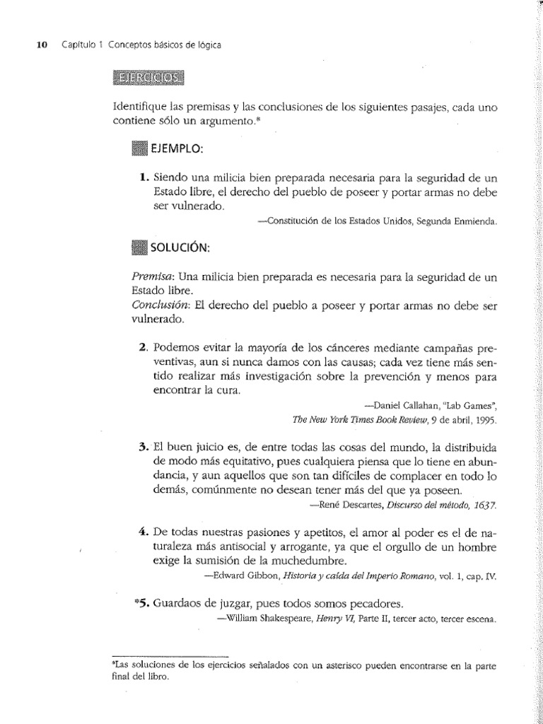 Ejercicios Identificación de Premisas y Conclusiones | PDF