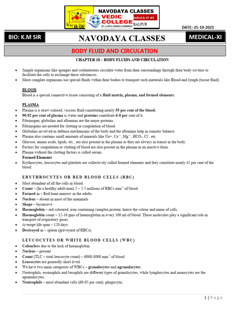 Body Fluid and Circulation | PDF | Ventricle (Heart) | Heart