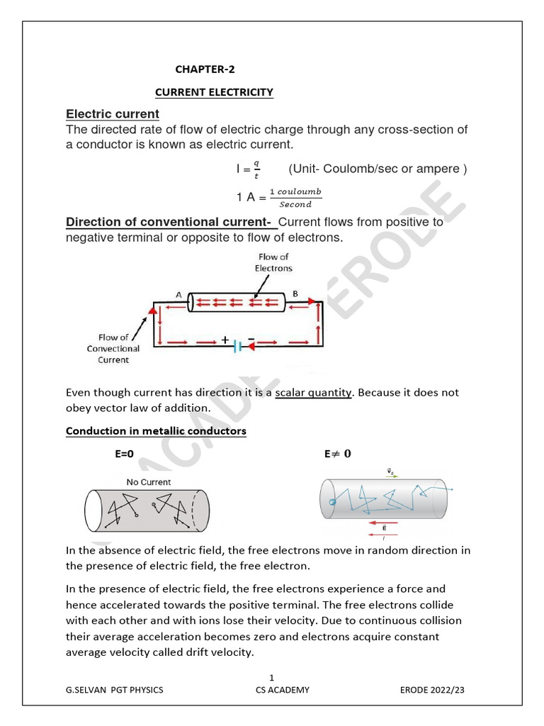 2.current Electricity | PDF | Electrical Resistivity And Conductivity | Electric Current