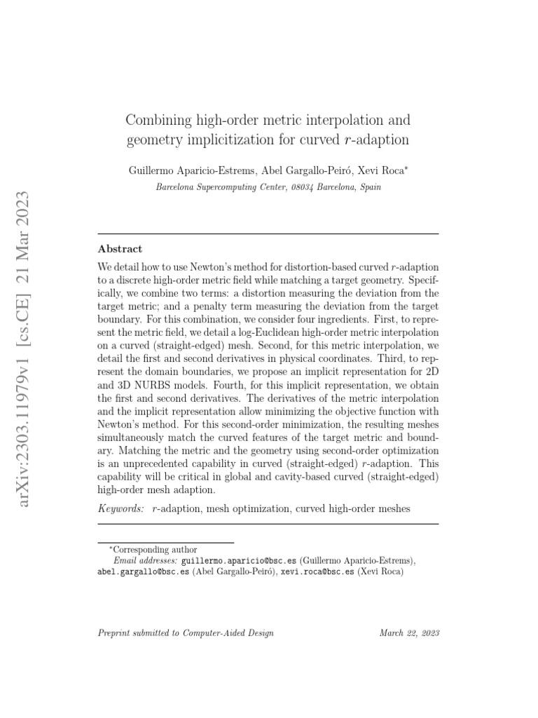 Combining High-Order Metric Interpolation and Geometry Implicitization ... Combining High-Order Metric Interpolation and Geometry Implicitization ...