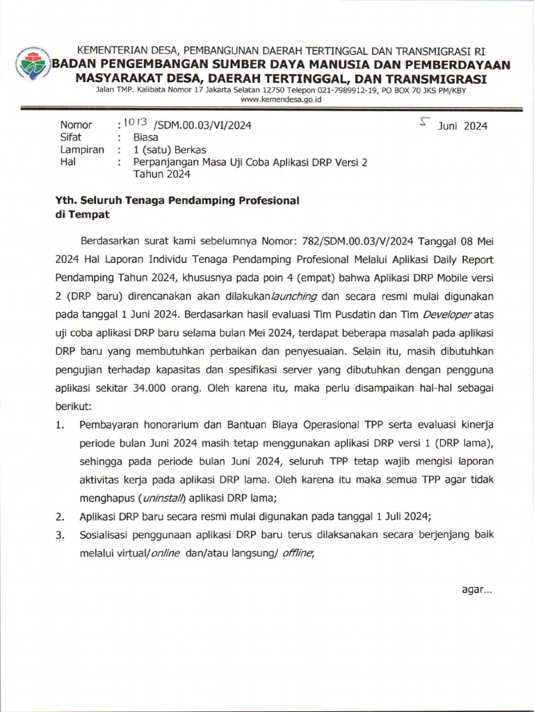 Surat DRP Versi 2 | PDF