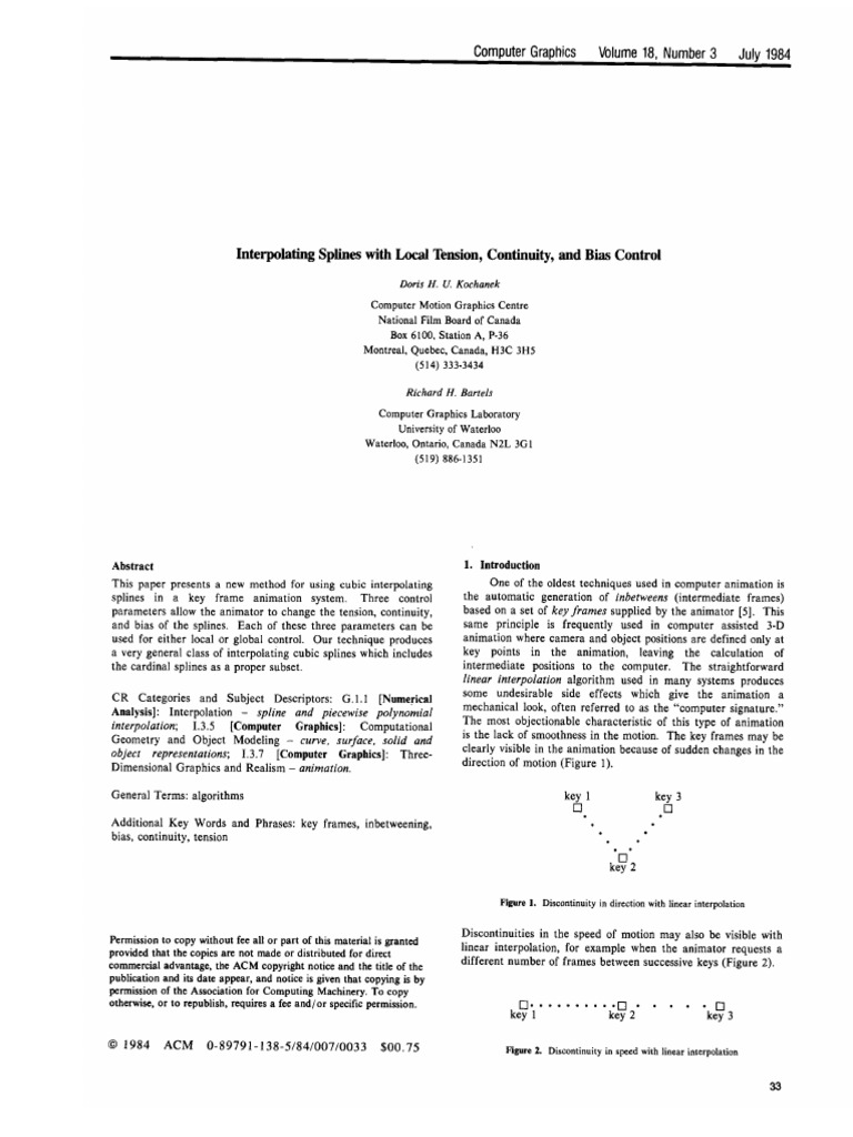 Interpolating Splines With Local Tension Continuity And Bias Control 
