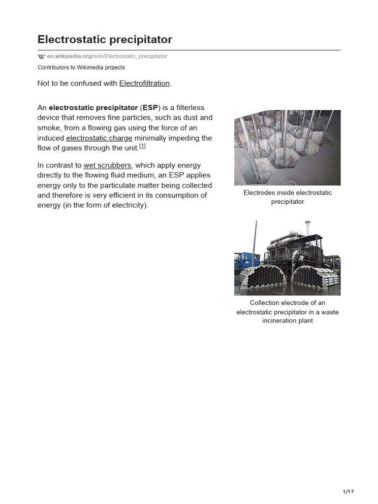 Electrostatic Precipitator | PDF | Applied And Interdisciplinary Physics | Materials