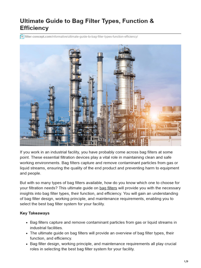 Ultimate Guide To Bag Filter Types Function Efficiency | PDF ...