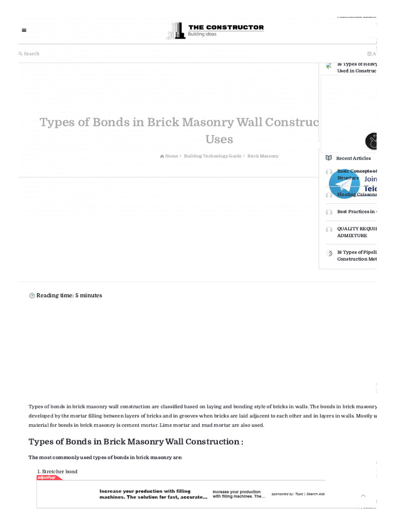 Types of Bonds in Brick Masonry Wall Construction and their ...
