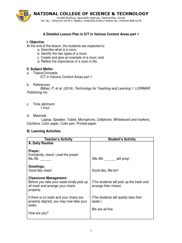 DLP - Ict in Various Areas - p1 - Torres, Maryjean | PDF | Educational ...