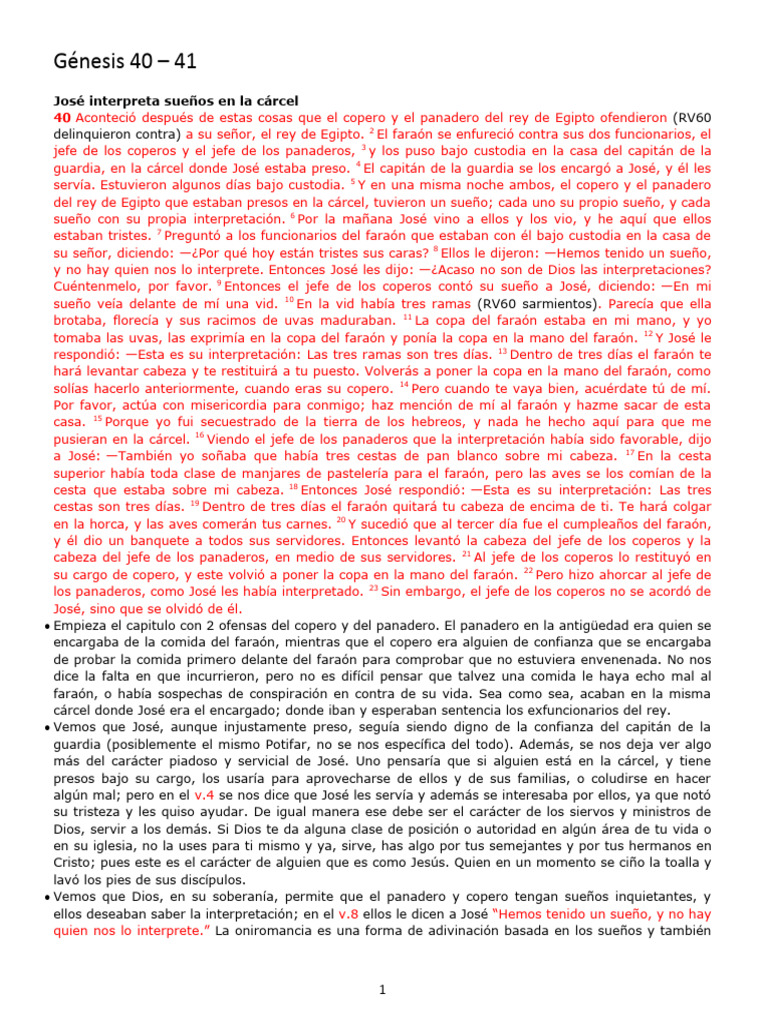 Génesis 40-41 | PDF | Creencia religiosa y doctrina