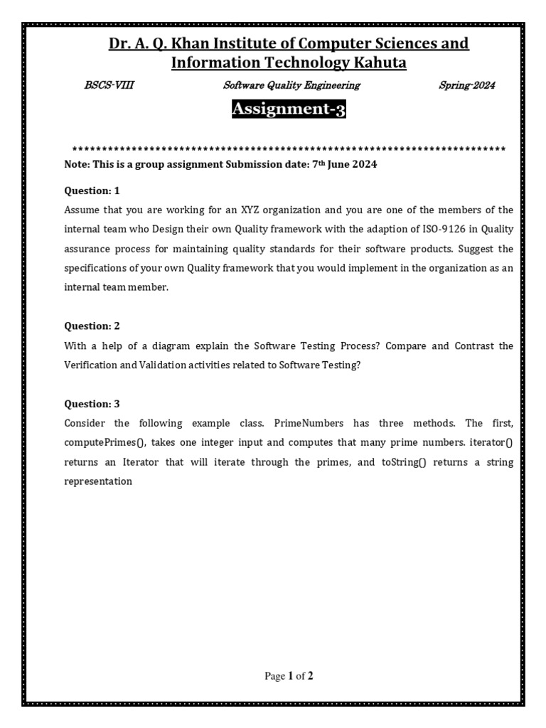 SQE Assignment 3 | PDF