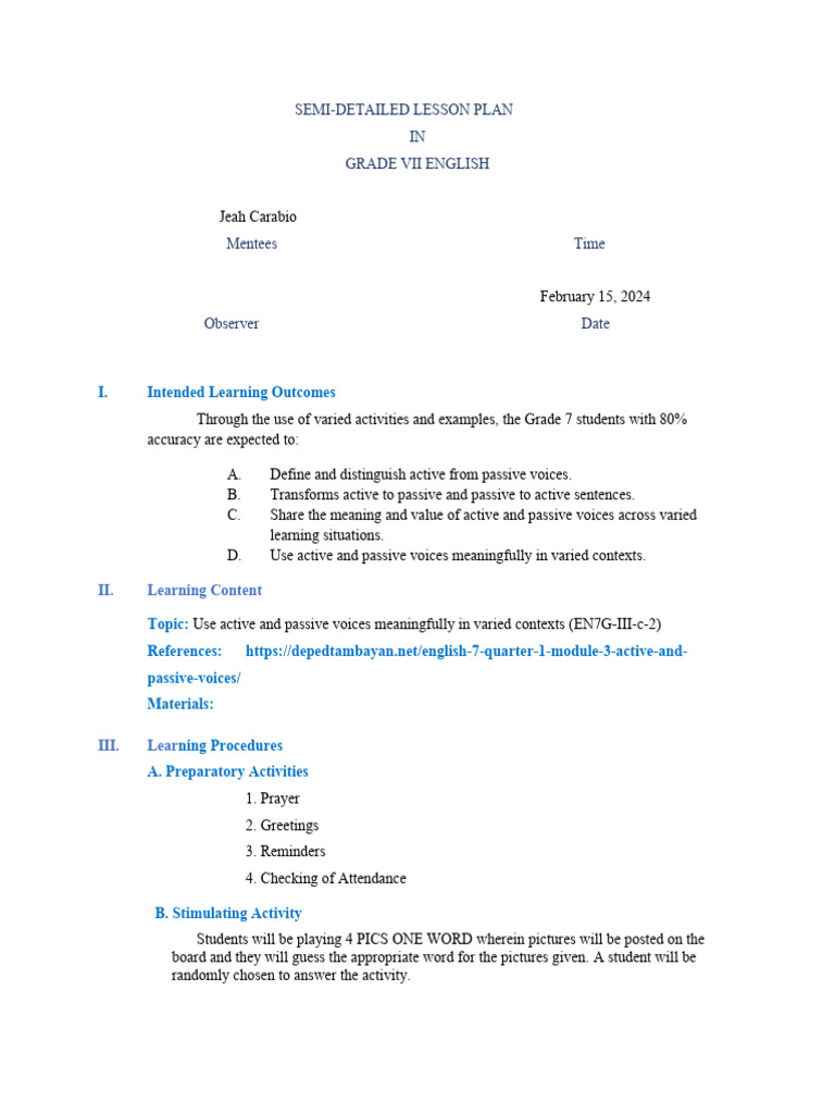 Lesson Plan For Ranking | PDF | Learning | Lesson Plan