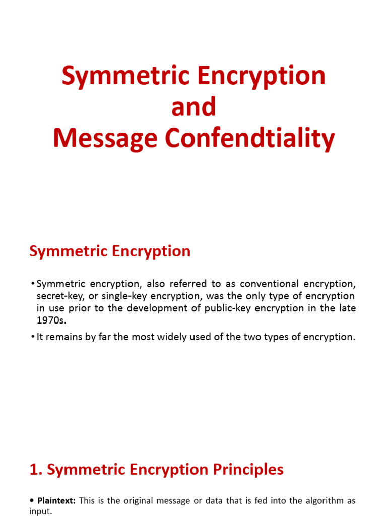 Symmetric Encryption - Message Confidienality | PDF | Cryptography ...