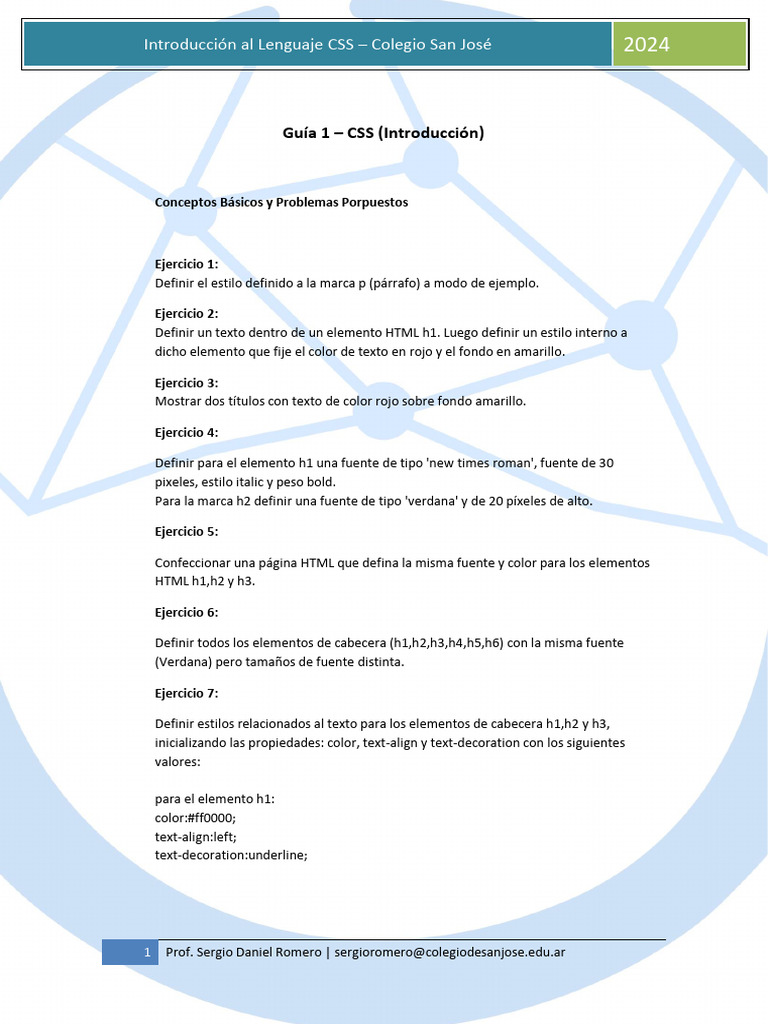 Introducción a CSS: Ejercicios Prácticos | PDF | HTML | ciberespacio