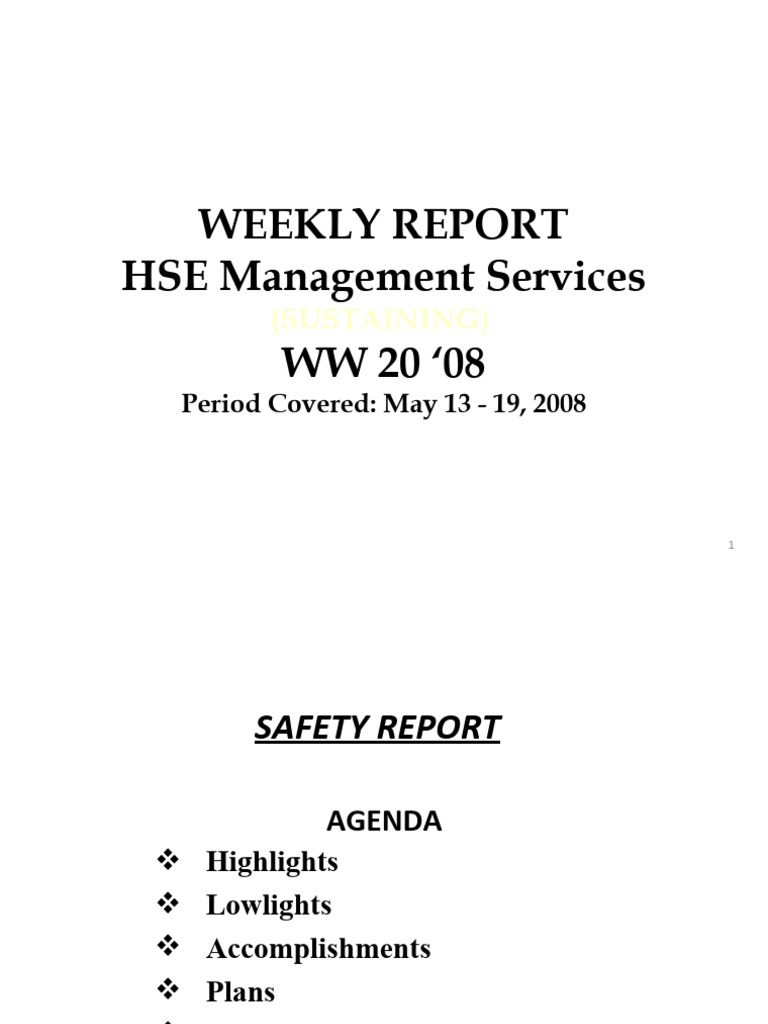 HSE Weekly Activity Report | PDF | Safety | Occupational Safety And Health