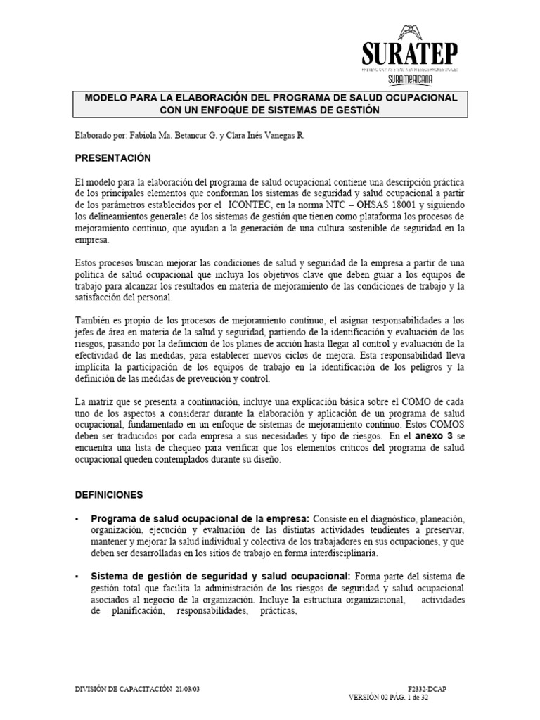 Formato para Programa de Seguridad e Higiene Laboral | PDF | Seguridad y salud ocupacional ...