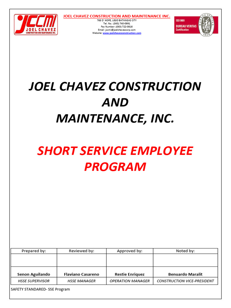 1.05 Short Service Employee Program | PDF | Employment | Supervisor