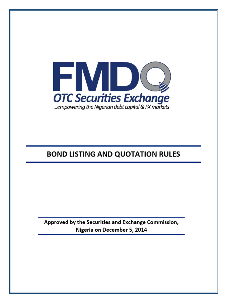 FMDQ Bond Listing and Quotation Rules | PDF | Securities (Finance ...