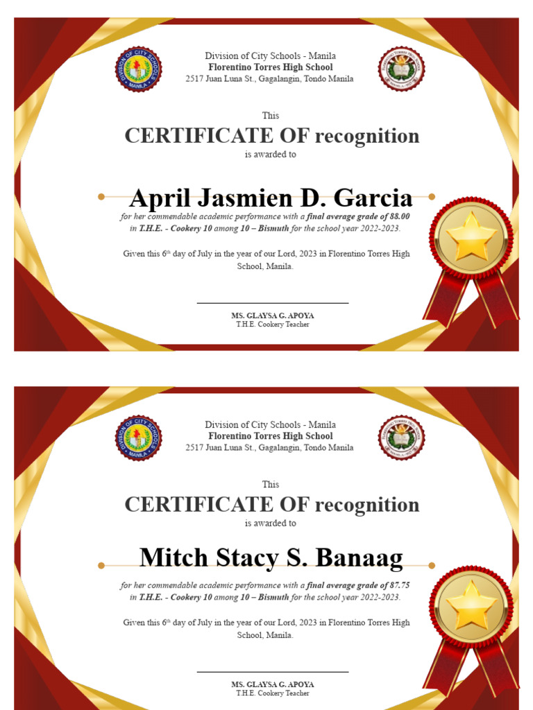 Recognition Cert. Final 2022 2023 | PDF | Educational Institutions | Educational Organizations