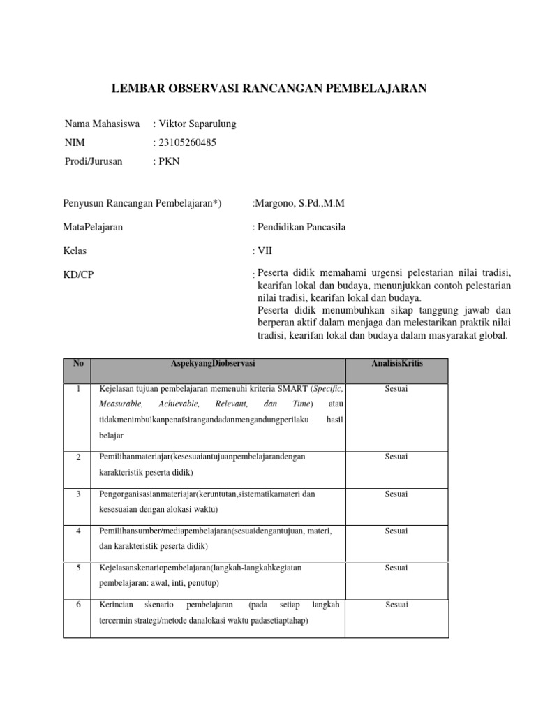 3 - Laporan Observasi Modul Ajar-Rpp | PDF