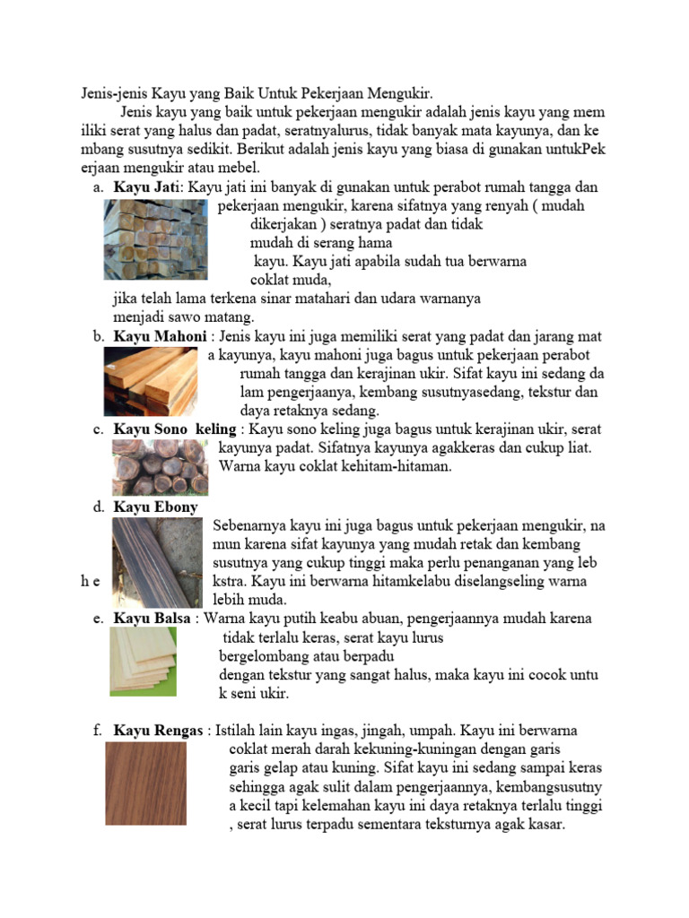 Jenis Kayu Ideal untuk Ukiran Kayu | PDF