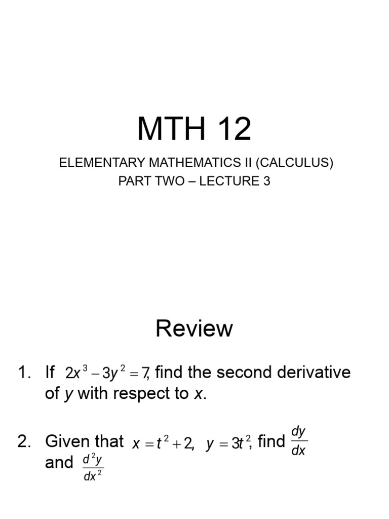 MTH122 - Part Ii - Lec3 | PDF | Derivative | Logarithm