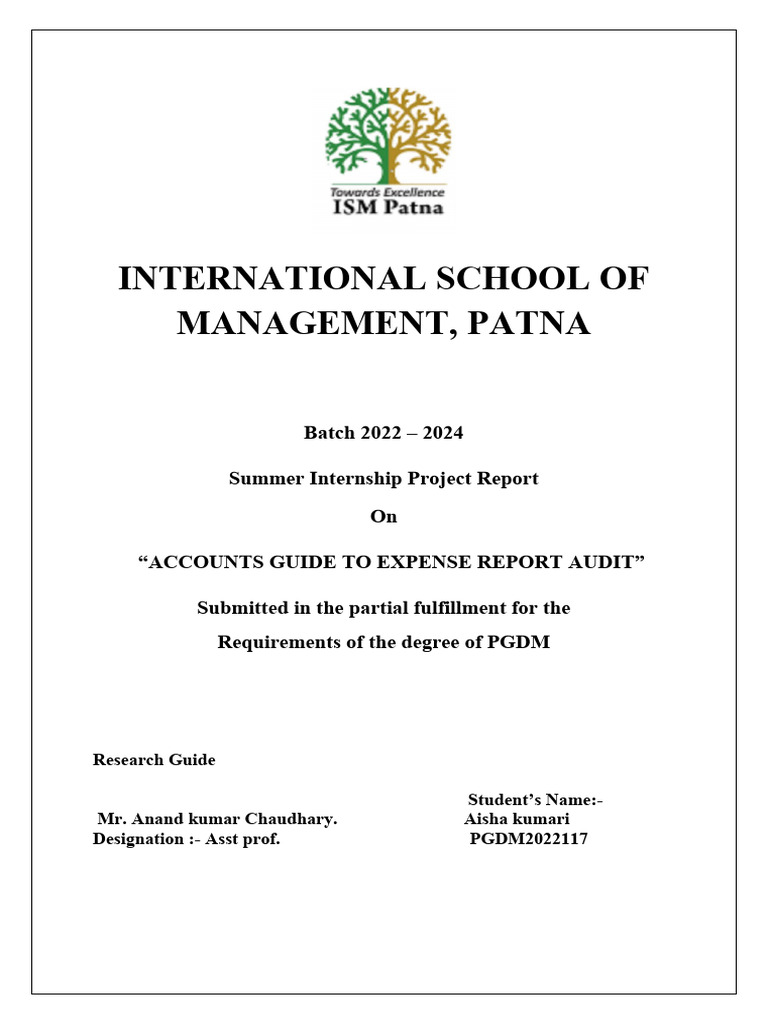 Vmart SIP Report | PDF | Audit | Expense