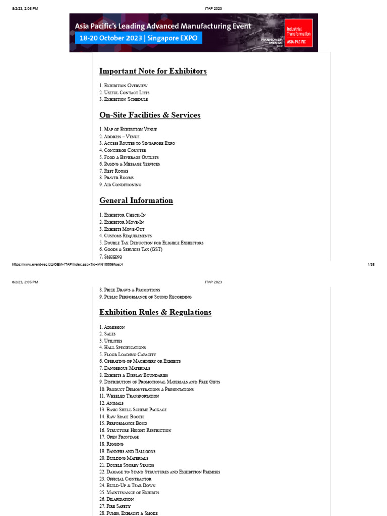 ITAP 2023 - Exhibitor Manual | PDF | Value Added Tax | Expense